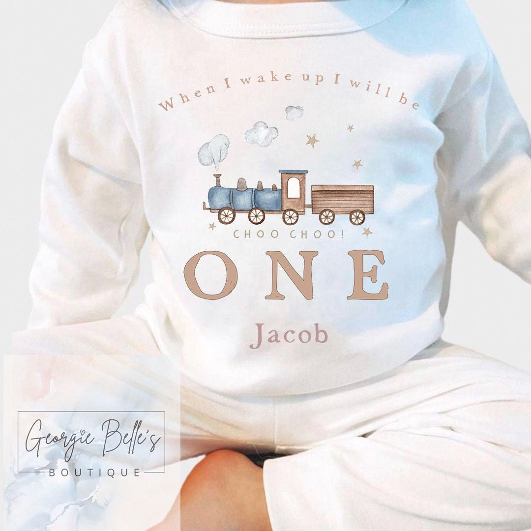 Personalised Birthday Pyjamas - Train Design – Georgie Belle's Boutique